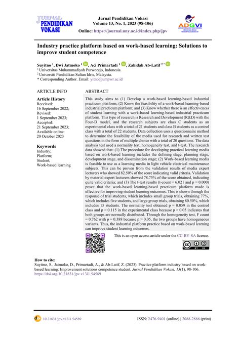 Pdf Industrial Practice Platform Based On Work Based Learning A