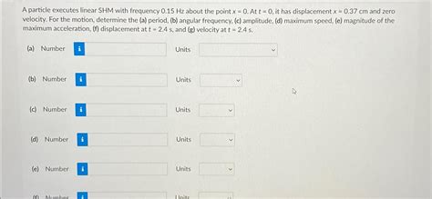 Solved A Particle Executes Linear Shm With Frequency 015hz