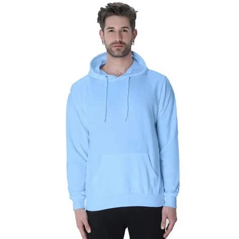 Plain Men Blue Cotton Hoodie At ₹ 450piece In Nagpur Id 2856275201473