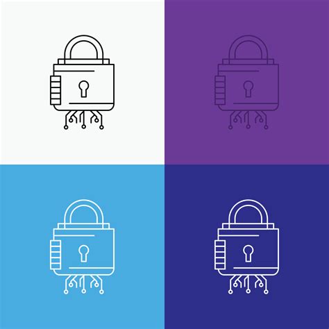 Security Cyber Lock Protection Secure Icon Over Various Background Line Style Design