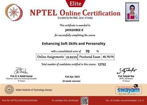 jayashree kannan on linkedin happy to share my nptel score😇