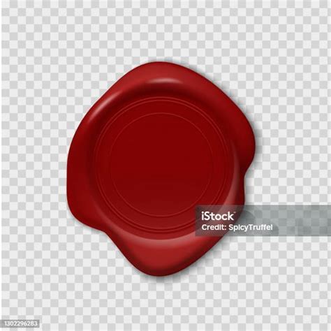 왁스 스탬프 복고풍 의 현실적인 빨간 물개 투명한 배경에 3d 각인 구식 우편 봉투 및 보증 서류에 대한 왁시 엠보보스 복사 공간이 있는 벡터 장식 기호 봉랍에 대한 스톡