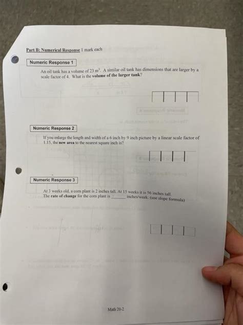 Solved Part B Numerical Response 1 Mark Each Numeric