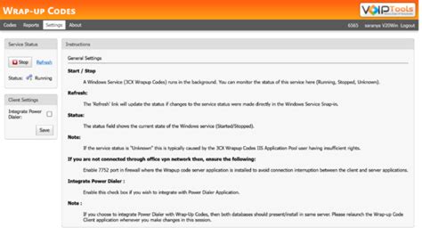 Wrapup Codes Server V20 Voiptools