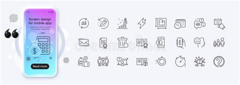 Teamwork Question Help And Recovery Trash Line Icons For Web App Pictogram Icon Phone Mockup