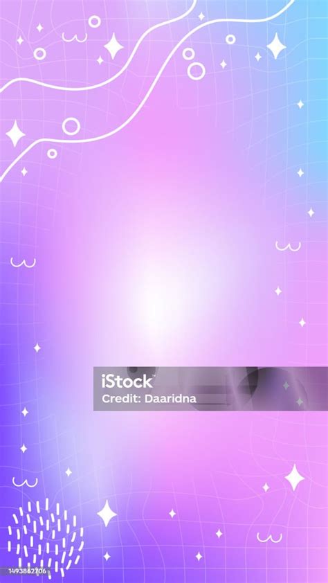 우주 은하 보라색 흐릿한 메쉬 그라데이션 추상 Storis 템플릿 배경에는 복사 공간과 손으로 그린 추상 Y2k 선과 물결