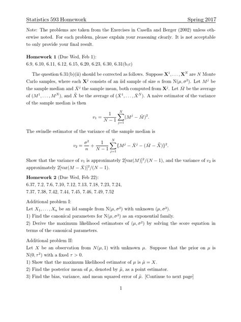 Hw 1 Pdf Bias Of An Estimator Estimator