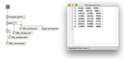 parsing phrase point data in the granulator the floating window