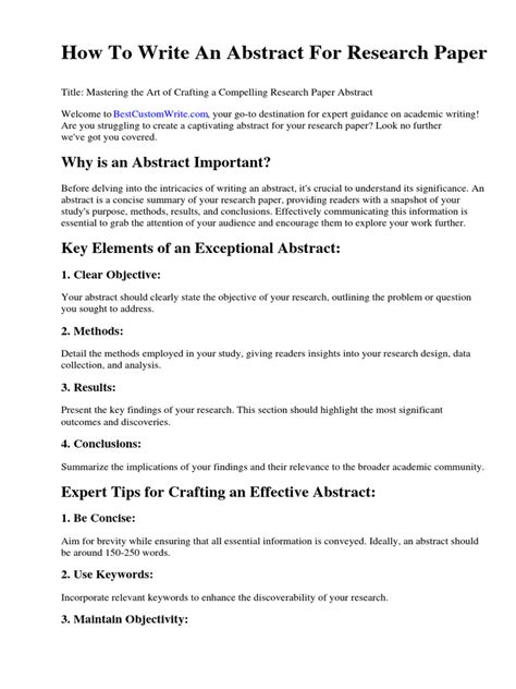 how to write an abstract for research paper pdf abstract summary