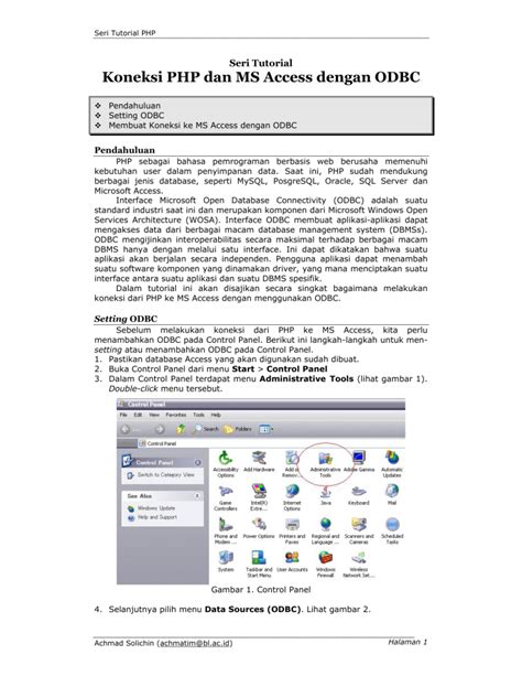 Koneksi Php Dan Ms Access Dengan Odbc