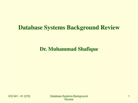 Ppt Database Systems Background Review Dr Muhammad Shafique