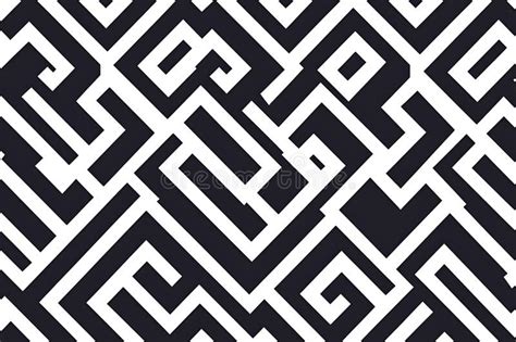 Abstract Black And White Geometric Pattern Seamless Interlocking Lines And Shapes Stock