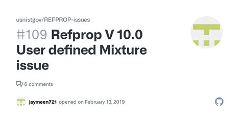 refprop v 10 0 user defined mixture issue · issue 109 · usnistgov