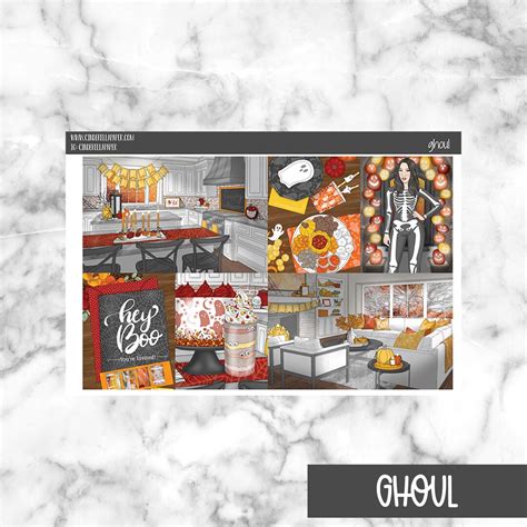 Ghoul Printable Planner Stickers Weekly Vertical Kit Pdf  Png