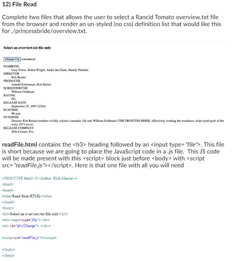 Solved File Read Complete Two Files That Allows The User Chegg