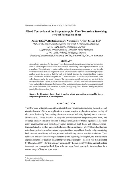 Mixed Convection Of The Stagnation Point Flow Towards A Stretching Vertical Permeable Sheet