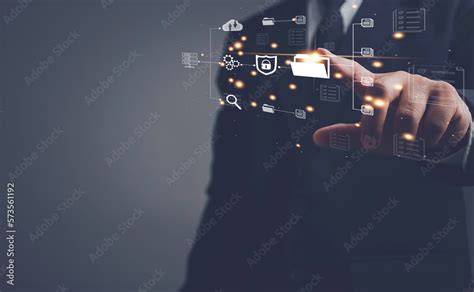 foto de document management system concept businessman pointing folder