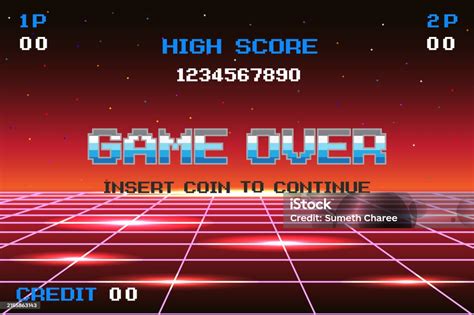 게임 오버 Pixel Art 8비트 게임 복고풍 게임 게임 자산의 경우 복고풍 미래파 공상 과학 배경 빛나는 네온 그리드입니다 빈티지 아케이드 컴퓨터 게임의 스타 픽셀