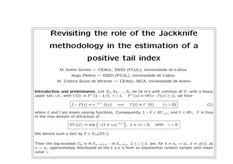 Pdf Revisiting The Role Of The Jackknife Methodology In The Estimation Of A Positive Tail Index
