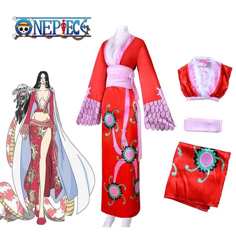 Boa Hancock Cosplay Costume Anime One Piece Outfit Empire Red Kimono D