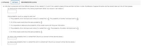 Solved A What Are The Simple Events In This Ranking