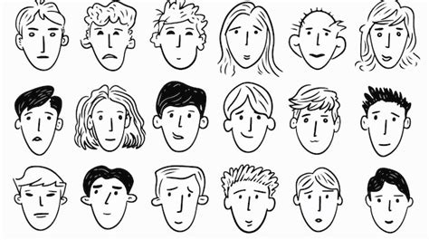 Creative Set Of Peoples Faces In Duddle Style Premium Ai Generated Vector