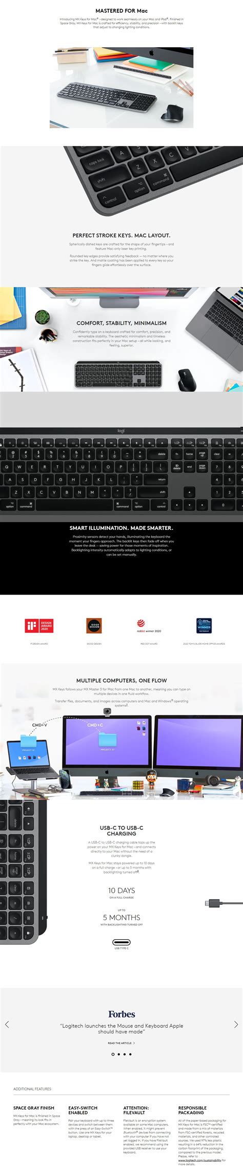 Logitech Mx Keys For Mac Wireless Illuminated Keyboard Pakistan