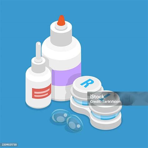 3d 아이소 메트릭 플랫 벡터 일러스트 레이 션 콘택트 렌즈 보습 및 관리 3차원 형태에 대한 스톡 벡터 아트 및 기타 이미지 3차원 형태 검안 깨끗한 Istock