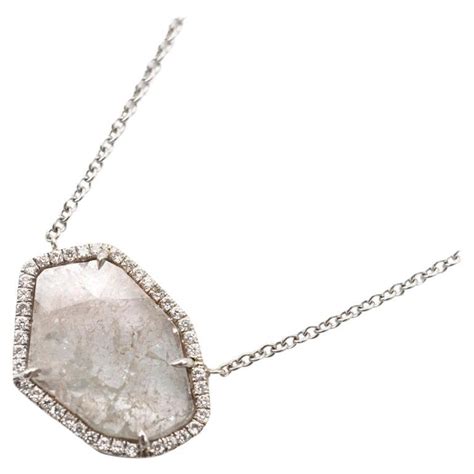 Susan Foster White Gold Diamond Slice Necklace At 1stdibs