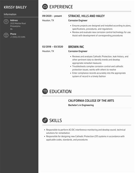 Corrosion Engineer Resume Samples Velvet Jobs