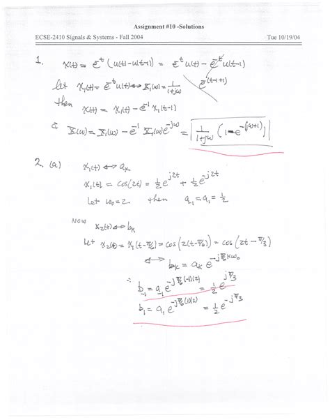 Assignment 10 With Solutions Signals And Systems Ecse 2410 Docsity