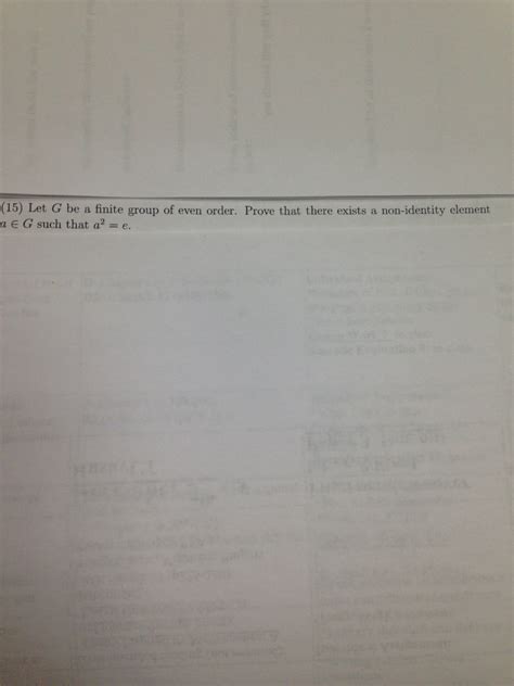 solved 15 let g be a finite group of even order prove