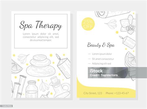 스파 테라피 명함 템플릿 아름다움 휴식 및 자연 의학 손으로 그린 벡터 일러스트레이션 0명에 대한 스톡 벡터 아트 및 기타 이미지 0명 배너 표지판 벡터 Istock
