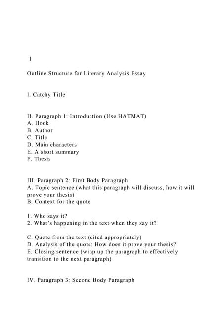 1 Outline Structure For Literary Analysis Essay I Docx
