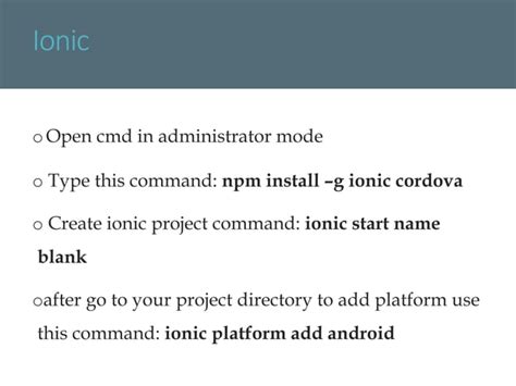 Android Platform Add With Ionic Framework Pptx