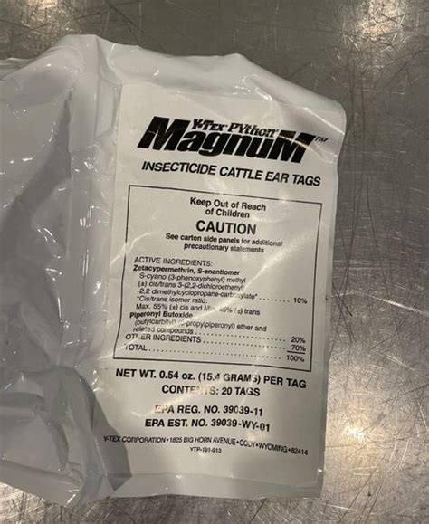 Y Tex Python Magnum Insecticide Cattle Ear Tags W Buttons 20 Pack New