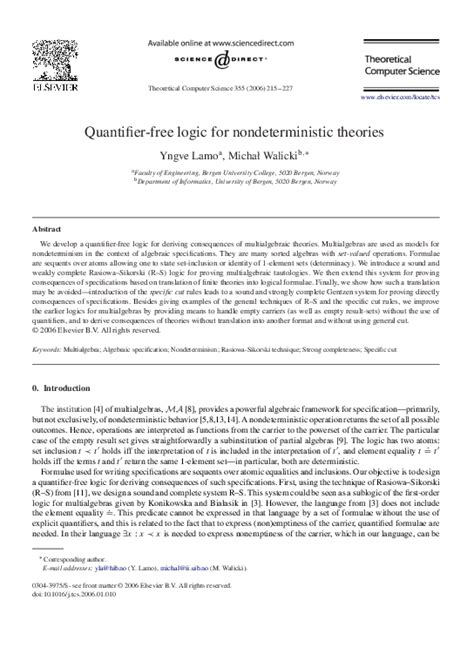 pdf quantifier free logic for nondeterministic theories michal