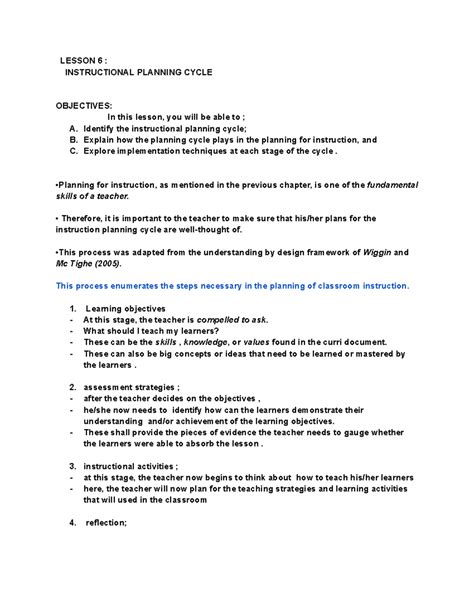 Instructional Planning Cycle Concepts And Implementation Techniques