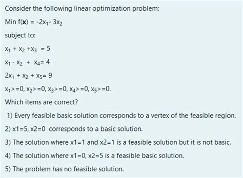 Solved Consider The Following Linear Optimization Problem