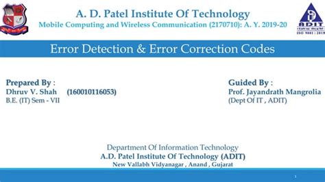 Error Detection & Error Correction Codes | PPTX | Computer Networking | Computing