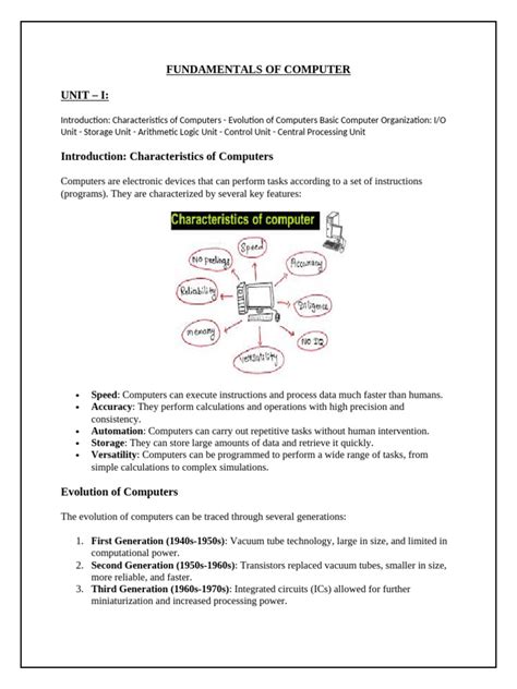 Fundamentals Of Computer Pdf Computer Data Storage Central Processing Unit