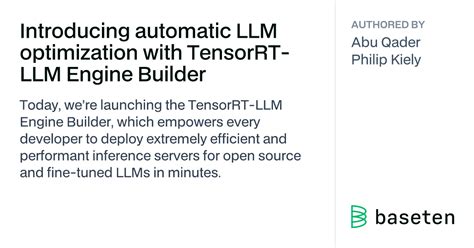 Introducing Automatic Llm Optimization With Tensorrt Llm Engine Builder Baseten Blog