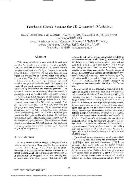 Pdf Freehand Sketch System For 3d Geometric Modelling