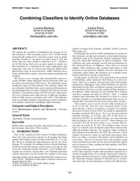 Pdf Combining Classifiers To Identify Online Databases