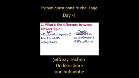 Diffrence Between List And Tuple Shorts Python Interview Viral