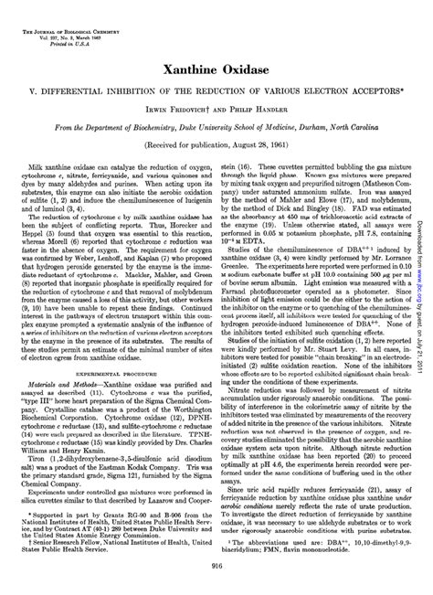 Pdf Xanthine Oxidase