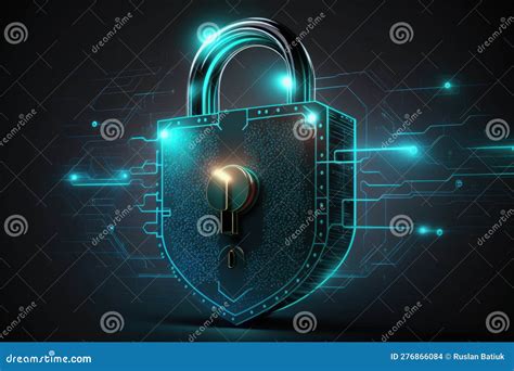 Cybersecurity Padlock Digital Lock On Technology Network Data Protection Cyber Securitym