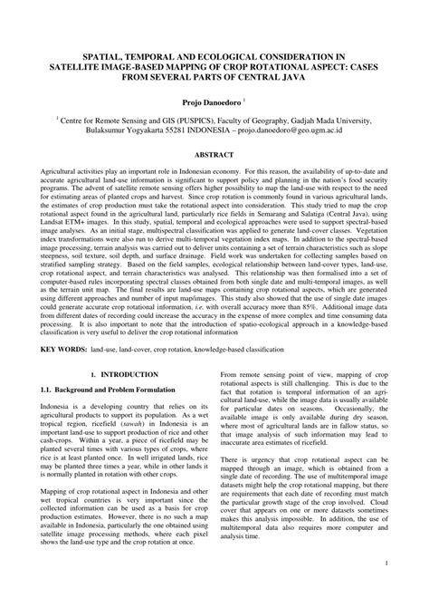 Pdf Spatial Temporal And Ecological Consideration In Satellite Image