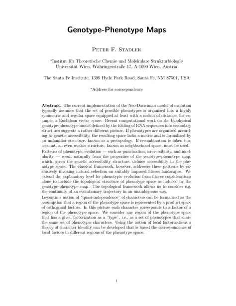 Pdf Genotype Phenotype Maps