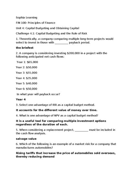 Principles Of Finance Unit 4 The Briefest A Company Is Considering